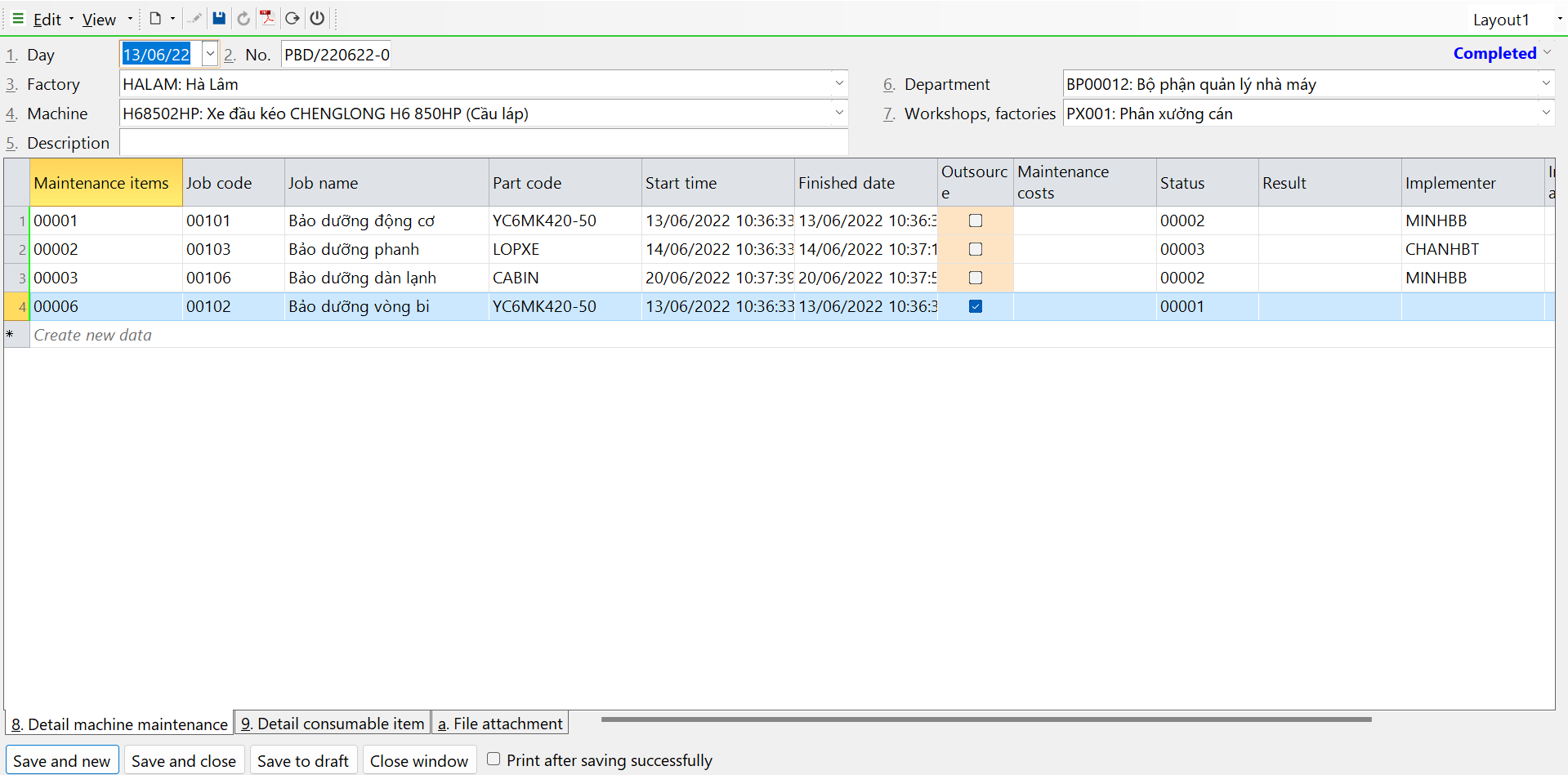 Machinery and Equipment management Software