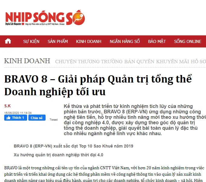 NSS: BRAVO 8 – Giải pháp Quản trị tổng thể Doanh nghiệp tối ưu - Bravo