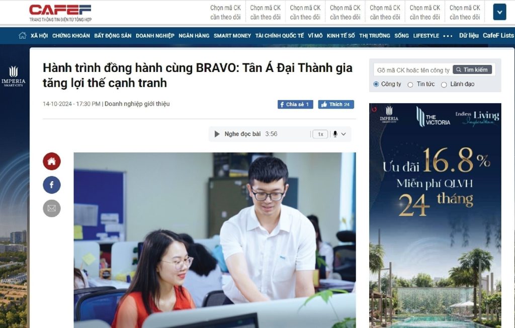 CafeF: Hành trình đồng hành cùng BRAVO: Tân Á Đại Thành gia tăng lợi ...