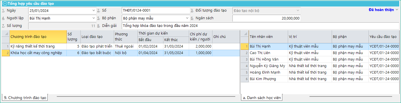 Bài toán Quản lý Đào tạo với Module HRM trên BRAVO 10 ERP - Bravo